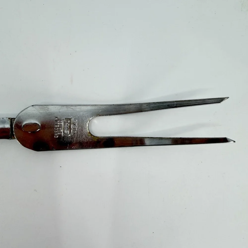 Ekco | Dining | Ekco Chromium Plated Serving Fork White Plastic Handle ...